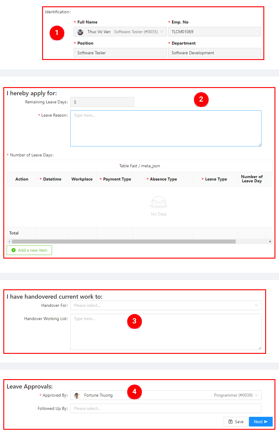 » Leave Application (LA)