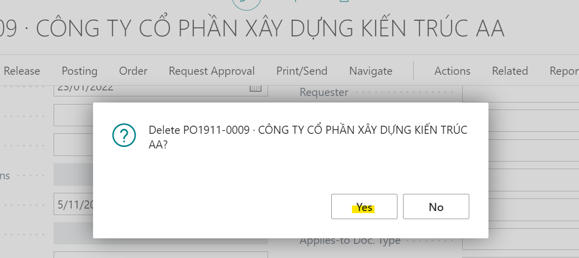 » Cancel PO by deleting PO