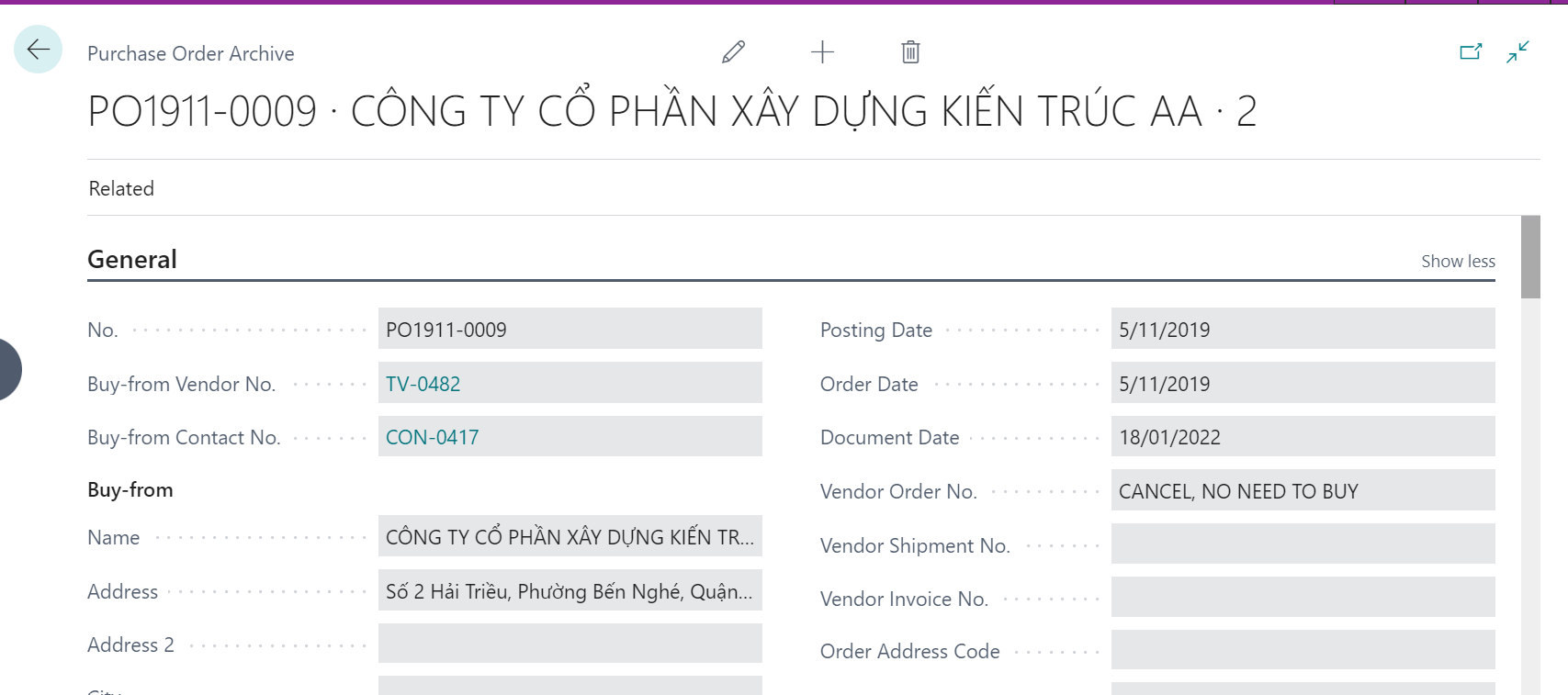 » Cancel PO by deleting PO