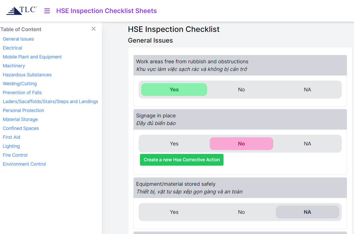» HSE Inspection Checklist
